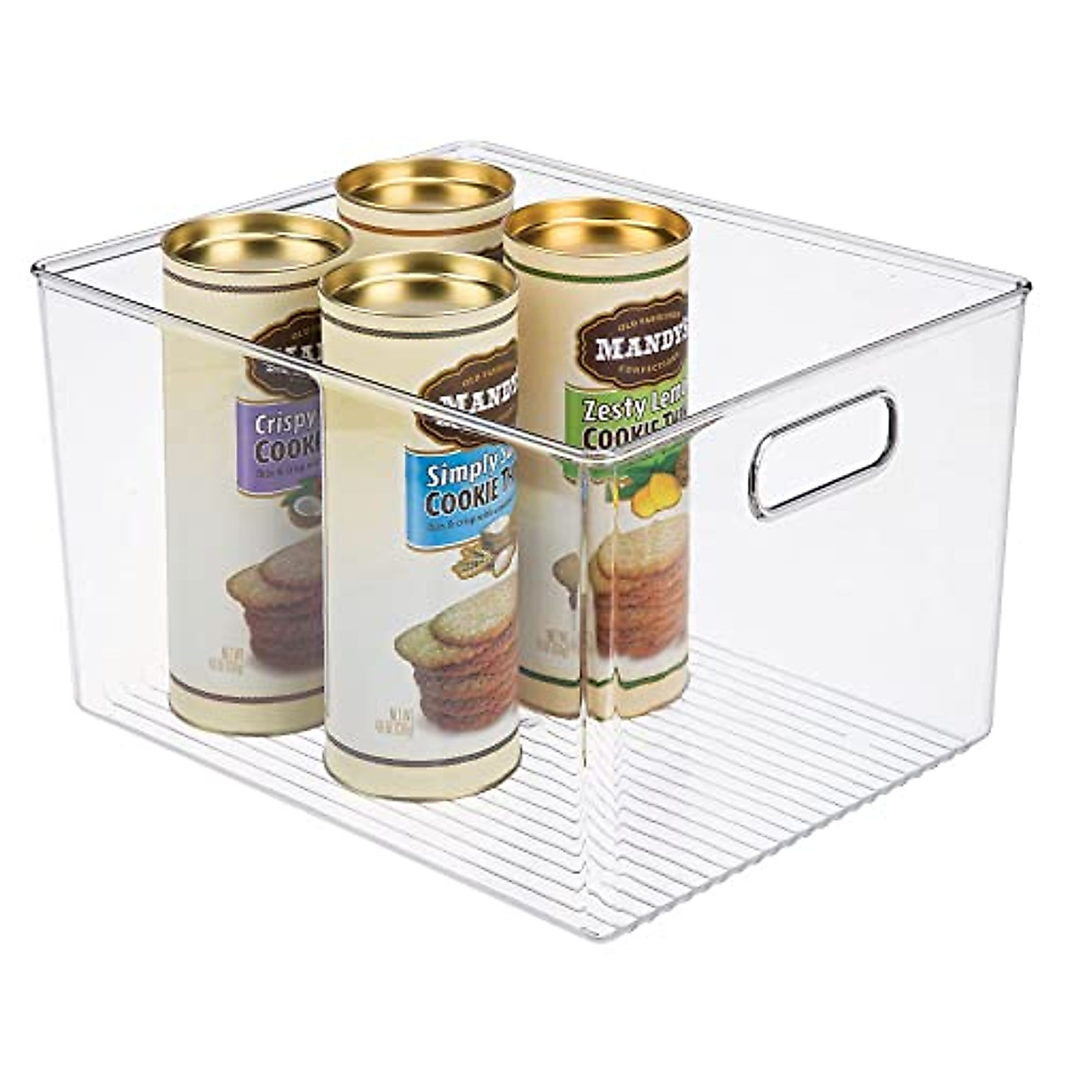 mDesign Plastic Storage Organizer Container Bin for Kitchen Organization in Pantry, Cabinet, Countertop Fridge, Refrigerator, and Freezer - Hold Food, Drink, or Snacks, Ligne Collection, Clear