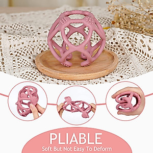 haakaa Baby Teether Silicone Teething Ball Soft Teething Toy for 3 Month+ Baby and Infant Made of Food Grade Silicone, Blush Color 1pc