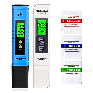 PH Meter Digital TDS Meter EC & Temperature Test Meter 4 in 1 Set, 0.01 High Accuracy PH Tester Pen Water Quality Tester for Household Drinking, Pool and Aquarium