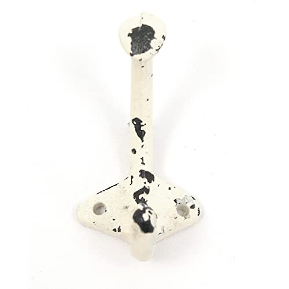 BarnwoodUSA | Distressed White Cast Iron Wall Hook | Chic White Decorative Hook | Wall Mounted Hook for Rustic Style | Distressed White | 3 3/8" L