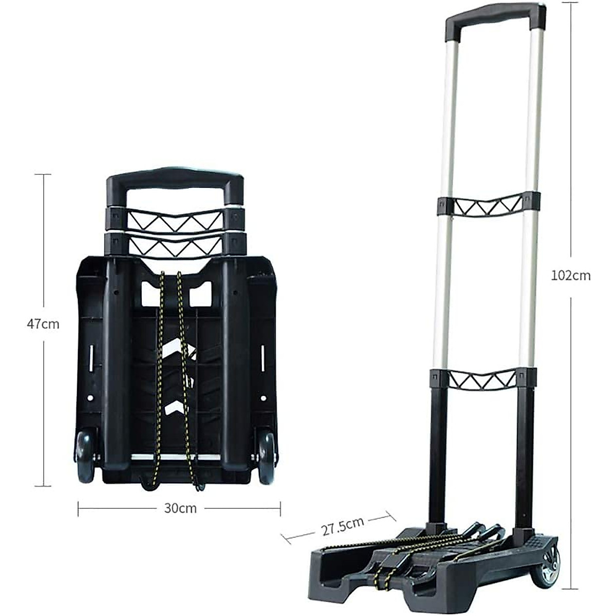 RAZZUM Large Hand Trucks,Light Hand Cart Small Mini Aluminum Luggage Cart Home Handling Pull Goods Shopping Small Trailer Folding Portable Trolleys