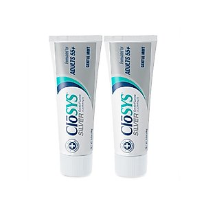 CloSYS Silver Fluoride Toothpaste for Adults 55+, 3.4 Ounce (Pack of 2), Gentle Mint, Travel Size, TSA Compliant, pH Balanced, Enamel Protection, Sulfate Free