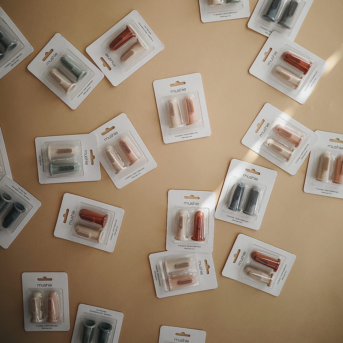 mushie Baby Finger Toothbrush (Blush/Shifting Sand) 2-Pack