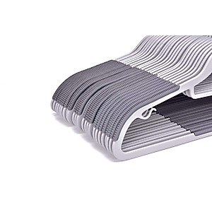 Quality Hangers Clothes Hangers 50 Pack - Non-Velvet Plastic Hangers for Clothes - Heavy Duty Coat Hanger Set - Space-Saving Closet Hangers with Gray Swivel Hooks - Functional Non-Flocked Hangers