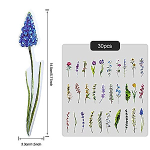 MWOOT 30Pcs Flowers Shape Bookmarks,Colorful Paper Page Clips Bookmark Set ,Creative Paper Book Markers Gifts for Book Lovers Women Girls(30 Styles)