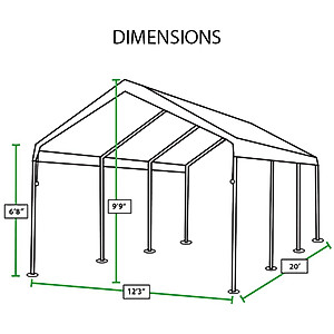 King Canopy Universal Canopy 12-Feet by 20-Feet, 1 3/8-Inch Steel Frame, 8 Leg, White
