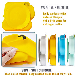 Baby Plate - Toddler Plate with Suction - 100% Food-Grade Silicone Divided Dinner Plates - Portable Non Slip - Microwave & Dishwasher Safe