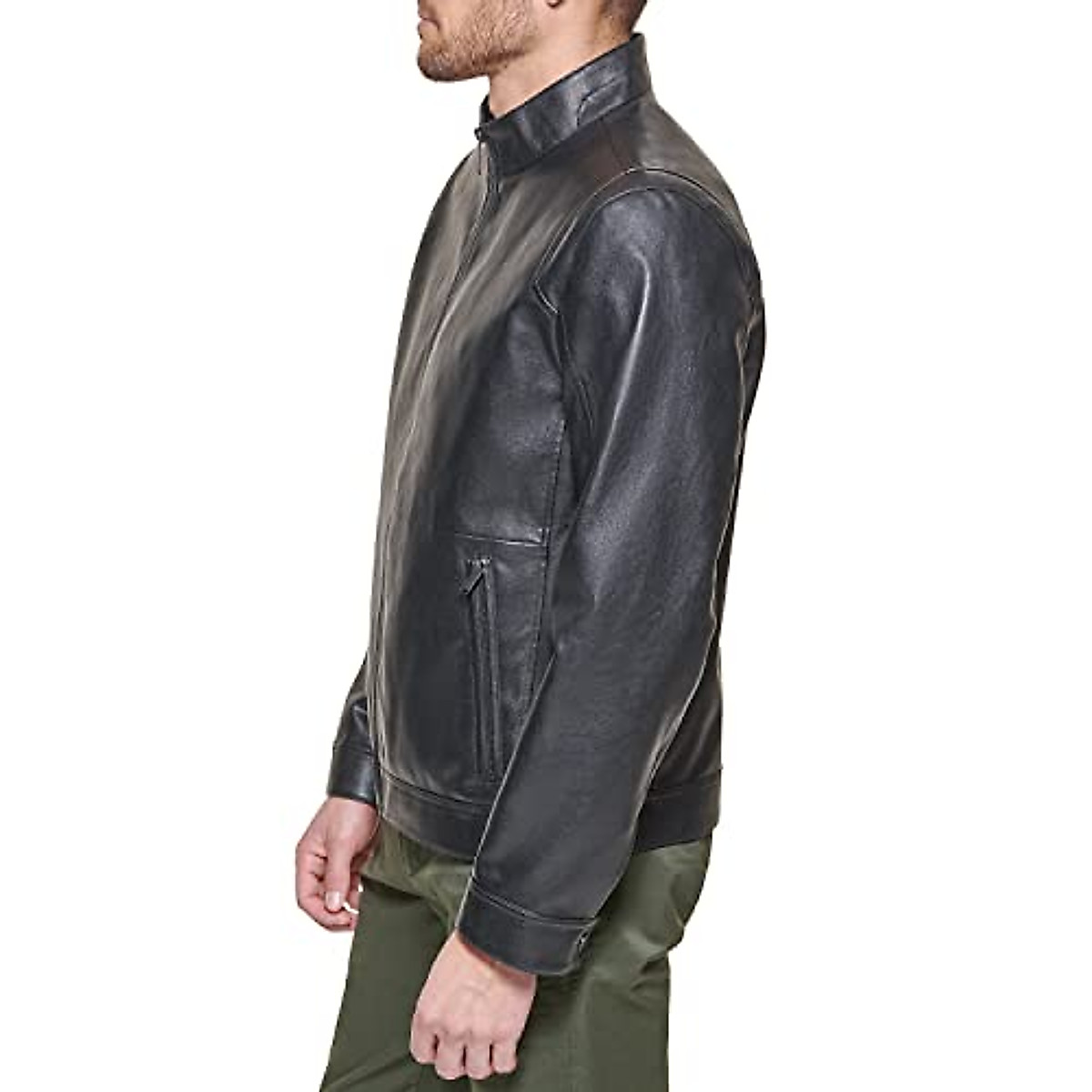 Dockers Men's The Dylan Faux Leather Racer Jacket, black, X-Large