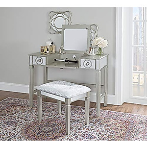 Linon Home Décor Vanity Set Silver