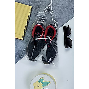 InfinitePack Large 10"x14"(100pcs) Transparent Shoe Bags for Travel, Portable Shoe Bags, Shoes Pouch Storage Organizer with Drawstring for Men & Women aClear Window Shoes Pouch with Rope