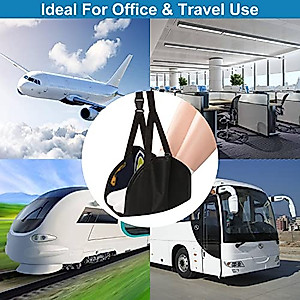 supregear Foot Hammock, Adjustable Airplane Footrest Portable Foot Hammock Under Desk for Flight Bus Train Office Home Comfortable Travel Accessory Women Men, Reduce Swelling and Soreness, Black