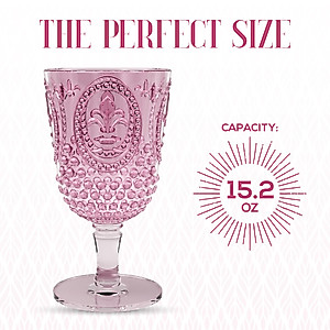 elle decor Acrylic Wine Goblets | Set of 4, 15-Ounce | Unbreakable Acrylic Wine Glasses | Reusable Plastic, Shatterproof Long Stemmed Water Glasses | Bar Drinking Cups (Pink)