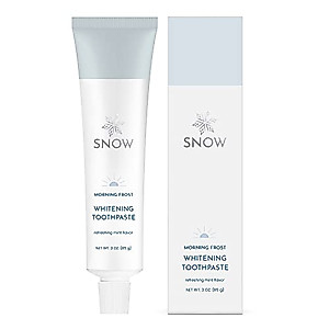SNOW Whitening Toothpaste, Morning AM Toothpaste, No Fluoride, No Sulfate, Non-GMO Snow Toothpaste Whitening Teeth Oral Care Product, Pairs w/Whitening Strips - Peppermint Flavor (Morning Frost)
