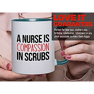 Bubble Hugs Nurse 2Tone Green Mug 11oz - A nurse is compassion - Labor Clinical Certified Nursing Assistant Surgical Emergency Oncology Practitioner