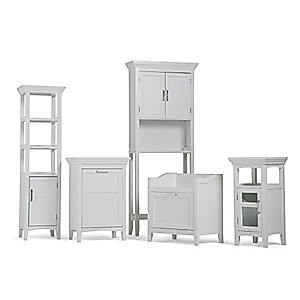 SIMPLIHOME Avington 29.9 inch H x 20.5 inch W Laundry Hamper in Pure White with 1 Storage Compartment, for the Bathroom