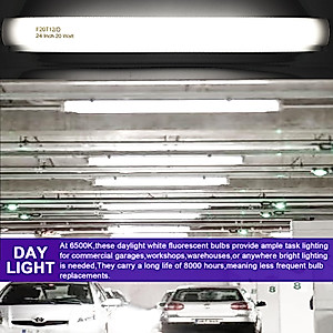 Konideke T12 Fluorescent Tube Light Bulb 20 Watt Daylight, F20T12/D Replacement for 79042 F20T12/SUN/ECO F20T12/D/ECO 273284 F20T12/D/ALTO 1100 Lumen G13 Base 24 24 Inch 4 Count