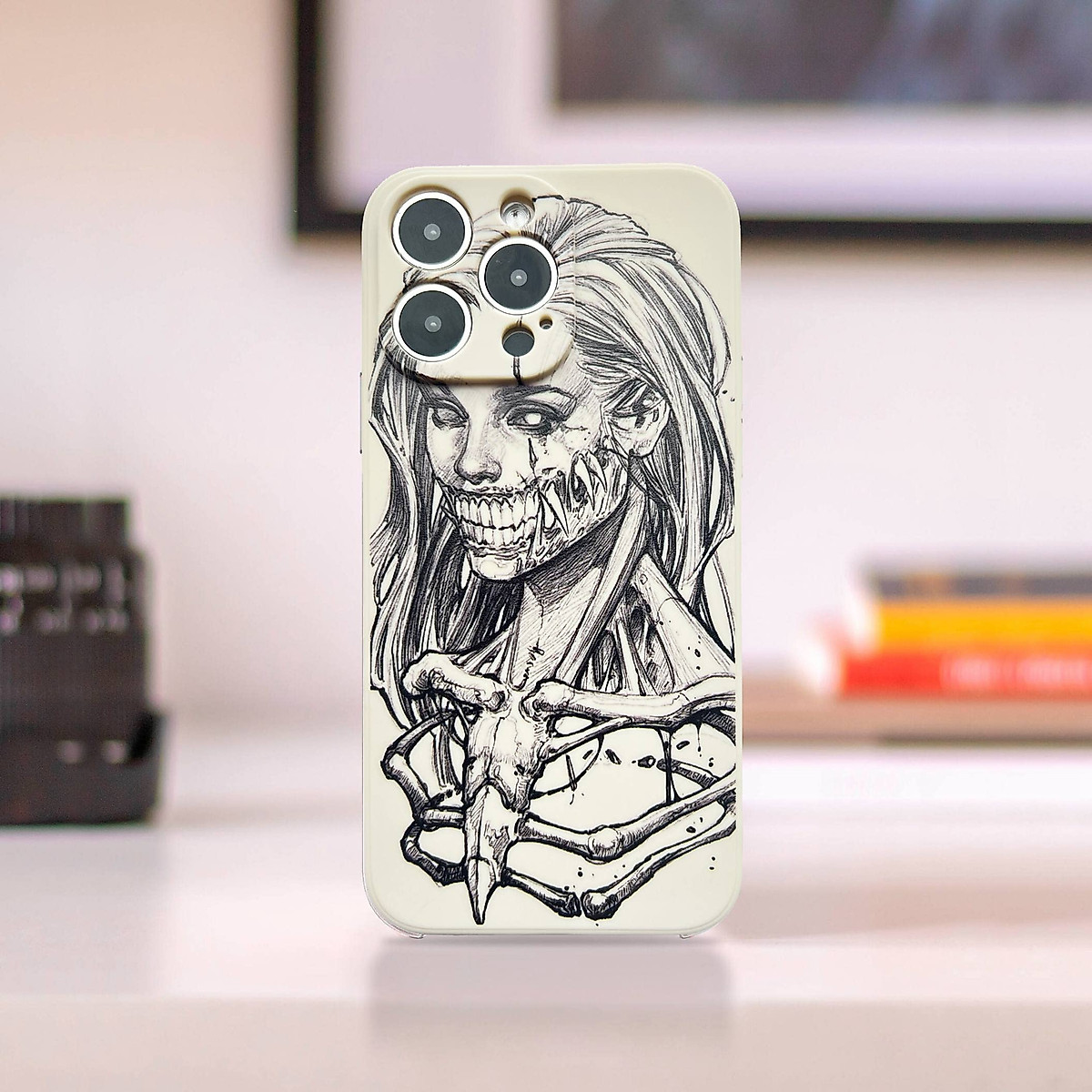 Shegazzi Compatible with iPhone 14 Pro Max Case, Halloween Skull Skeleton Phone Case for Apple iPhone 14 Pro Max, Slim TPU Liquid Silicone Phone Case Full Body Protective Cover