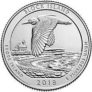 2018 P, D Block Island Wildlife Refuge, RI National Park Quarter Singles - 2 Coin Set Uncirculated