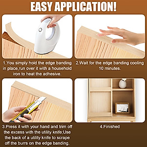 Birch Plywood Veneer Roll Wood Veneer Edge Banding,3/4 inch*10ft Edge Banding, Iron on with Hot Melt Adhesive, Flexible Wood Tape Sanded to Perfection. Easy Application Wood Edging