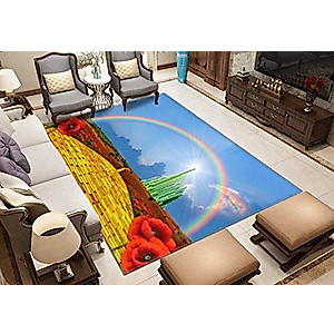 Yellow Brick Road Leading to The Oz or The Emerald City Area Rugs Floor Mat Non Slip Table Blanket Rugs Soft Door Mat Nursery Carpet for Living Room Home Indoor Outdoor Runner Rugs