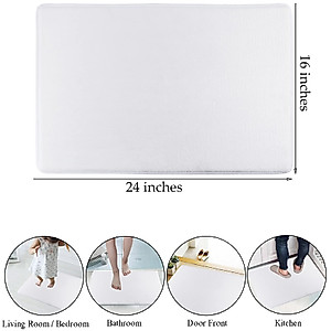 LB Merry Christmas Bath Mat Winter Snow Forest Out of Window Area Rug for Bathroom White Snowflake Red Curtain Doormat Non Slip Memory Foam Super Absorbent Floor Mats,24Wx16H Inch