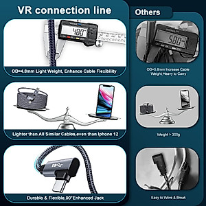 ELECTOP 20FT/6M Link Cable for Oculus Quest 2/ Quest 1, USB C 3.2 Gen1/ 5Gbps for Oculus Quest 2 Link Cable, Fast Charging & PC Data Transfer, Compatible for Oculus Quest Headset and Gaming PC