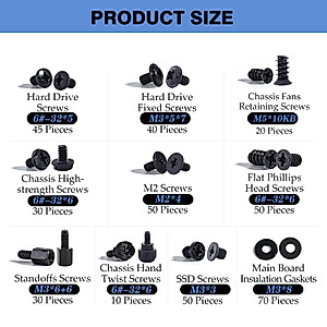 400PCS Computer Screws Motherboard Standoffs Assortment Kit for Universal Motherboard, HDD, SSD, Hard Drive,Fan, Power Supply, Graphics, PC Case for DIY & Repair