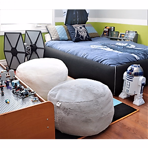 MiniOwls Plush Toy Storage Bean Bag (Unfilled) – Light Bunny Gray Faux Furry Ottoman – Sensory Soft Teddy Bear Organizer with a Zipper. Pouf 20x20x15 inch. (Light Grey, Medium)