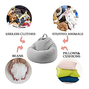 ENBAOHUI 3 Ft Bean Bag Chair Cover (No Filler) Stuffed Animal Storage Bean Bag Cover for Pets Dogs/Cats Bed Corduroy Stuffed for Organizing Plush Toys