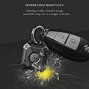 ONEJIE IP68 Waterproof Airtag Holder Case, Screw Full Cover Shock-Resistant Air Tag Key Ring, Anti-Theft Keychain Compatible with Apple Air Tag for Dog/Cat Collar, Luggage/Bag, Car Key (4 Packs)