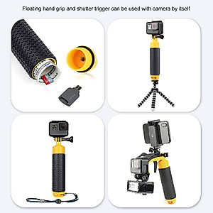 GEPULY Dome Port for GoPro Hero 7 Black/Silver/White, Hero 6 Black, Hero 5 Black, Hero 2018, Dome Port Lens with Waterproof Housing Case Trigger Floating Hand Grip for Underwater Photography