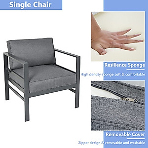 FYRICKYLINOO Aluminum Patio Furniture Outdoor Sectional Sofa Set, 5 Pieces Modern Aluminum Outdoor Conversation Set, All-Weather Metal Patio Furniture Set with Coffee Table (Grey)