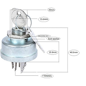 Riding Lawn Mower Ignition Switch Replaces STD365402 725-1717 925-1717 140301 92556 092556MA 092556 532140301 fits Briggs & Stratton Craftsman Husqvarna Murray ayp 4position 7terminal (1 Pack)