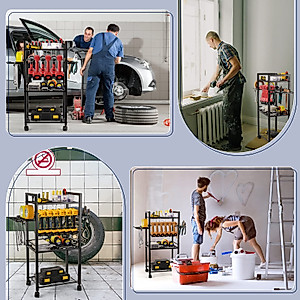 Jolensoy Tool Storage Organizer Garage Storage Organization Heavy Duty Metal Drill Holder with Wheels Rolling Tool Cart Gifts for Men Dad