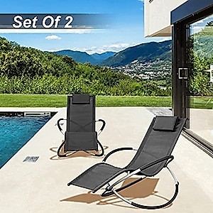 Outdoor Lounge Chair, New Zero Gravity Chair, Foldable Outdoor Chaise Lounge 2 Pack, 2021 Technological Innovation - A Combination of Recliner & Rocking Chairs