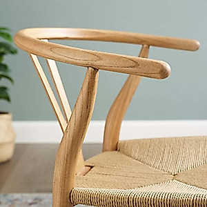 Modway Amish Mid-Century Wood Kitchen and Dining Room Chair in Natural