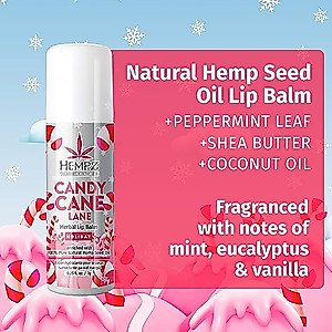 Hempz Limited Edition Candy Cane Lane Lip Balm (.25 Oz) – Holiday Scented Travel Sized Moisturizing Lip Balm for Women & Men, Chapstick Moisturizer for Combatting Dry or Very Dry Lips