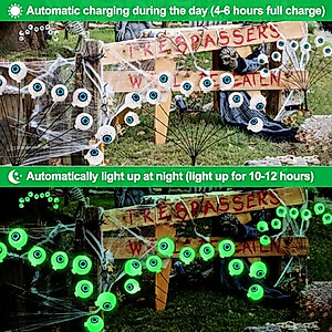 COCOJAM Halloween Decorations Outdoor Solar Scary Eyeball Garden Lights, 2 Packs 20 LED Waterproof Solar Eyeball Lights for Halloween/Yard/Lawn/Party/Graveyard Decoration (Green)