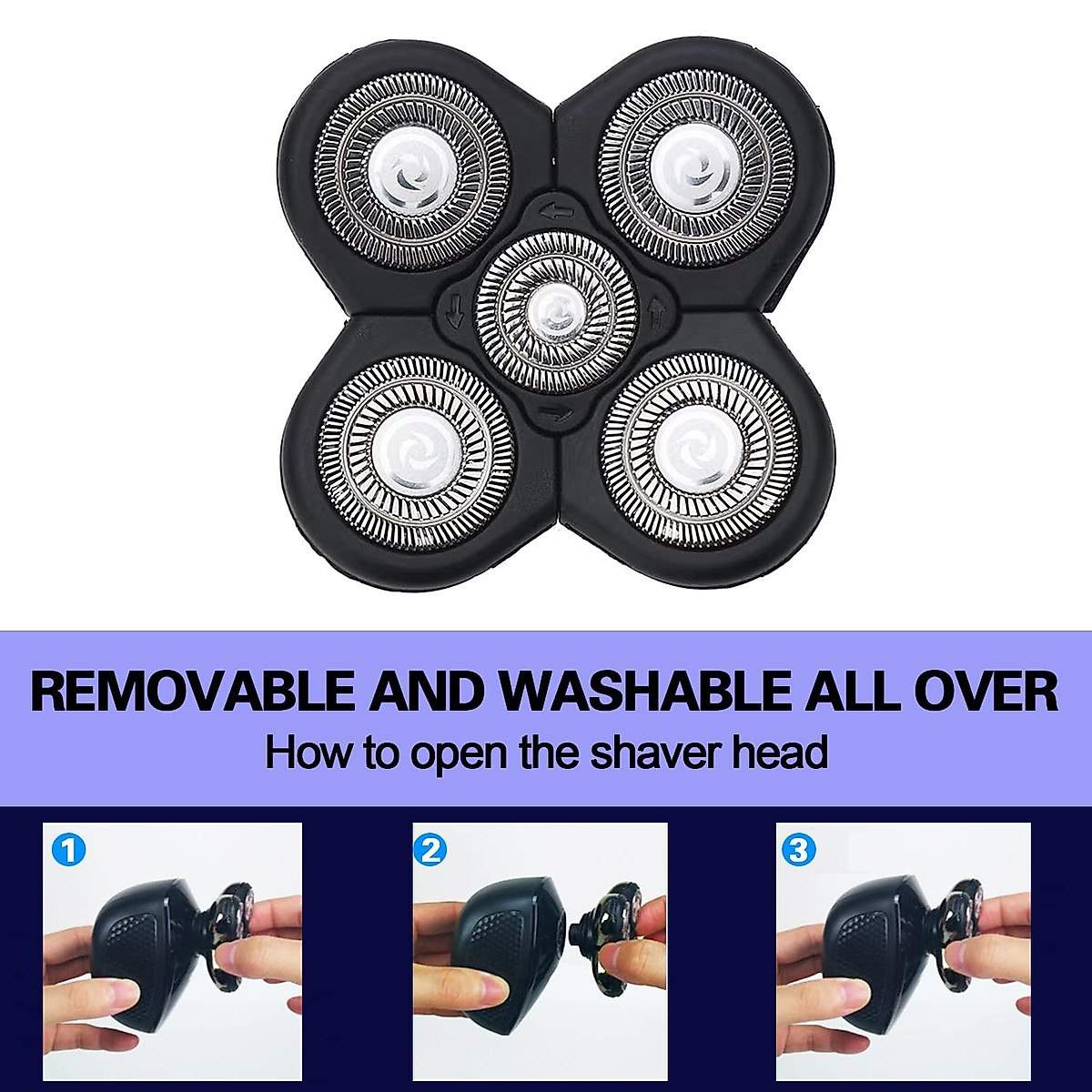 Electric Shaver Replacement Head 8 Heads for Bald Men Wet and Dry Compatible Waterproof 8D Upgrade Replacement Blades