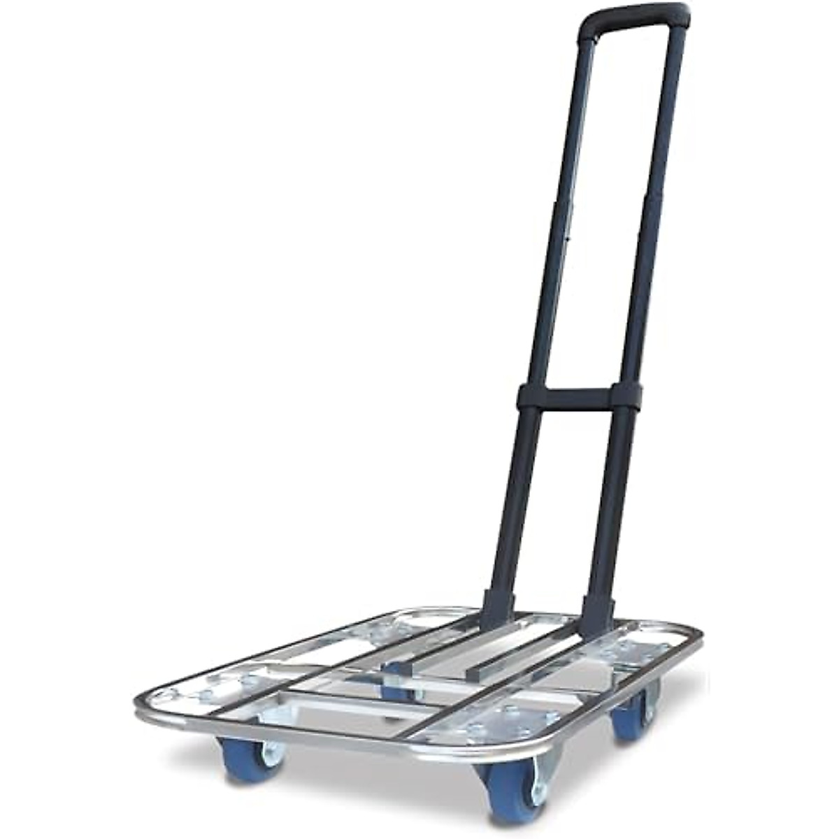 ELEFOCUS Flatbed Hand Cart Square Tube Hollow Out Platform Cart with Telescopic Lever Lightweight (Size:60 * 40-4in Wheels)