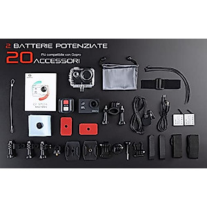 COOAU 4K 20MP WiFi Action Camera External Microphone Remote Control Underwater 40M Waterproof Sport Camera Time Lapse with 2X1200mAh Batteries and 20 Accessories