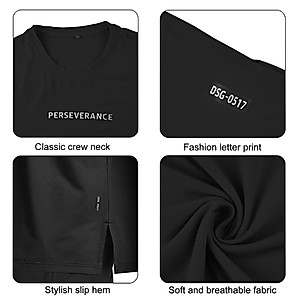 YawYews Men's Fashion Workout T-Shirt Casual Short Sleeve Plain T Shirts Loose Athletic Gym Shirts A Black