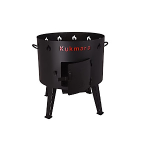 Wood Fire Oven Uchag for Kazan (furnace) Oven Stove for Making Pilaf 12.7-qt. (12 L) Cast-Iron Frying Pan with Glass Lid Cast Iron Asian Cauldron Camping Wok Cooking Pot Kitchen Pot