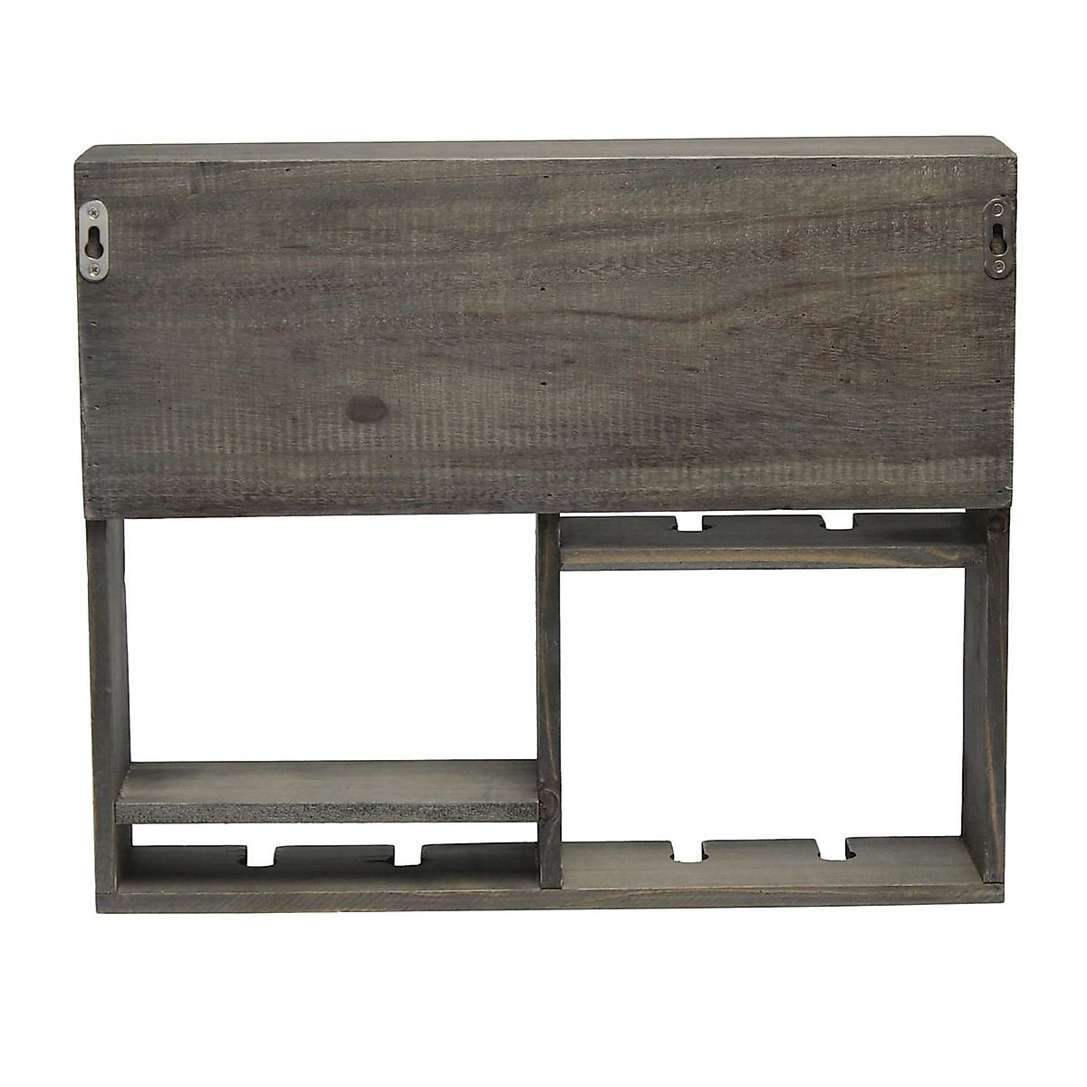 Elegant Designs HG1020-RGY Bartow Wood Shelf with Glass Holder Wall Mounted Wine Rack, Rustic Gray