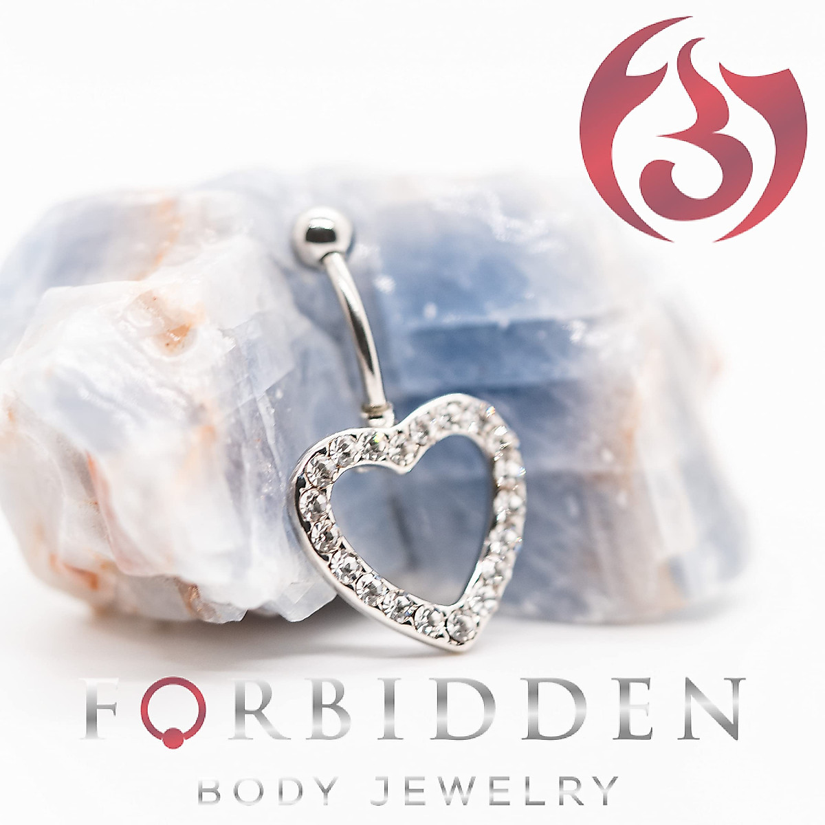 Forbidden Body Jewelry Belly Button Rings Pave CZ Crystal Heart Reverse Hinged Top Down Belly Rings Surgical Steel 14G