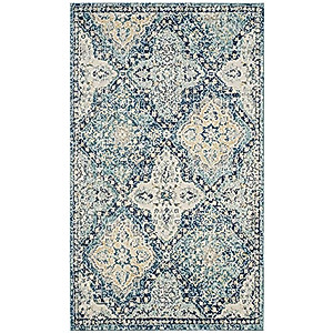 SAFAVIEH Evoke Collection 3' x 5' Light Blue/Ivory EVK274C Boho Trellis Non-Shedding Living Room Bedroom Accent Rug