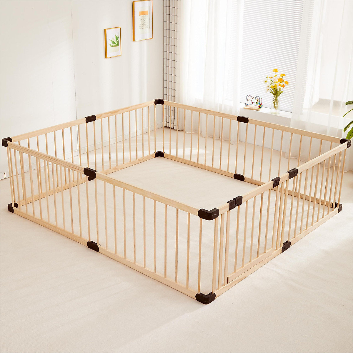 Wooden Baby Playpen,Playpen Play Pens for Babies and Toddlers,Toddler Playpen,Baby Play Fence Yards,Large Baby Playpen Wood (180×240×61 CM)