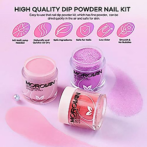 Morovan Dip Powder Nail Kit: 30 Pcs Dip Nails Powder Starter Kit with 22 Colors Dipping Powder - All Seasons Nail Dip Powder Kit for Nail Art Manicure Dip Powder Liquid Set