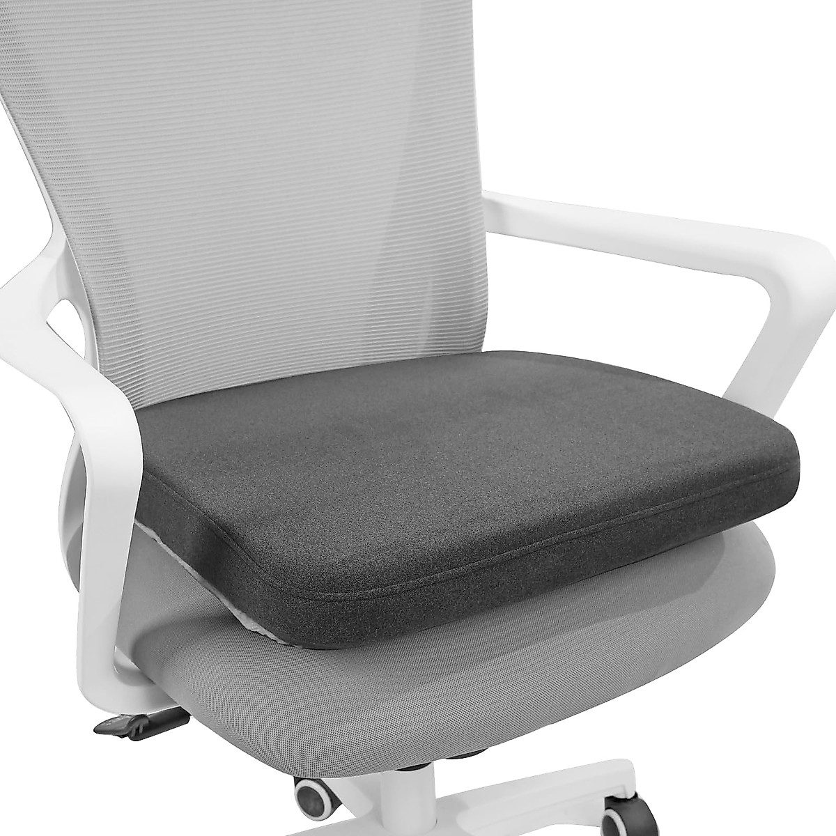 BUYUE Chair Cushion + Foldable Blanket 2 in 1, Comfortable High Density Foam Non-Slip Seat Cushion for Office Long Sitting, Soft Fleece Exclusive Patent Chair Pads for Desk Computer Chair, Gray