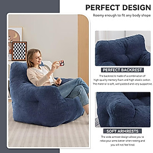 FOXHUNTER Bean Bag Chair for Adults, Bean Bag Sofa with Tufted Soft Stuffed Filling, Fluffy and Lazy Sofa Comfy Chair BeanBag Chairs with Memory Foam for Dorm Livingroom Apartment, Teddy Blue